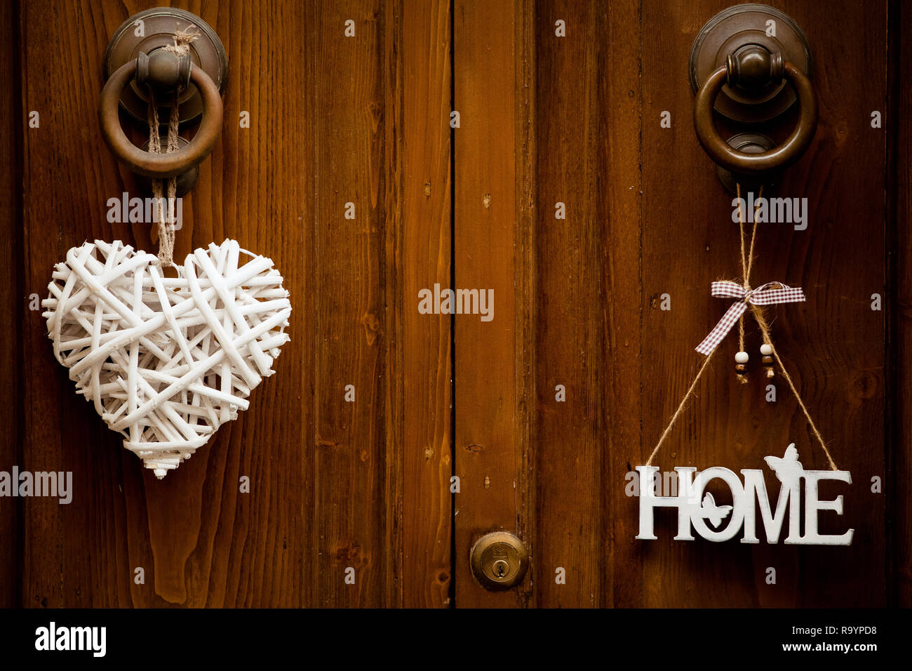 home sign on door handle Stock Photo - Alamy