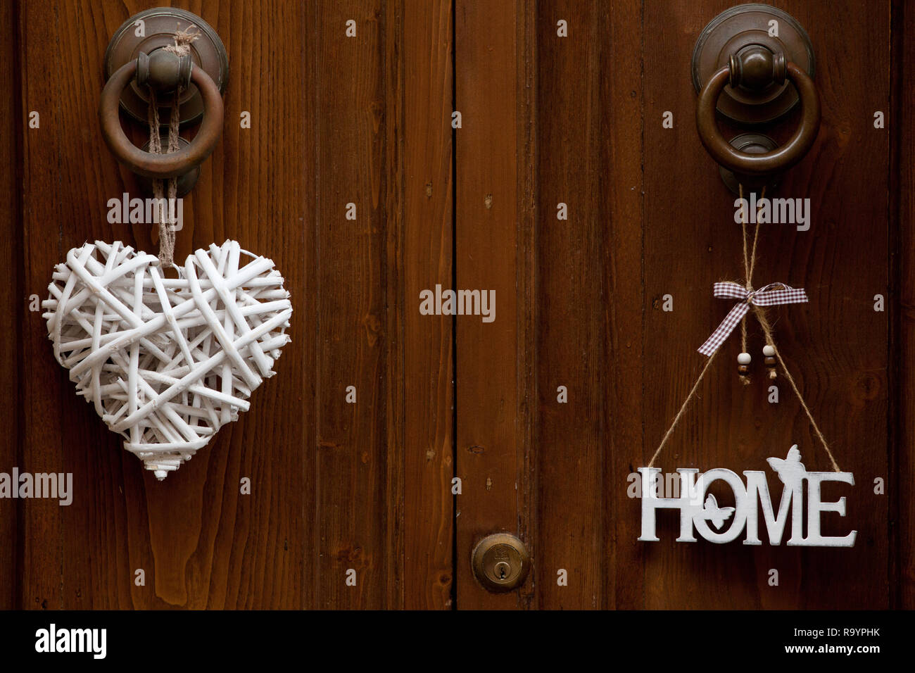 home sign on door handle Stock Photo - Alamy