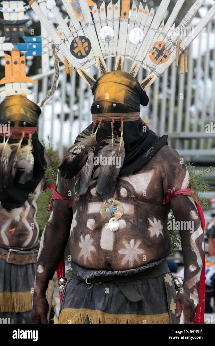 A White Mountain Apache Crown dancer, dances at the 2018 Miccosukee ...