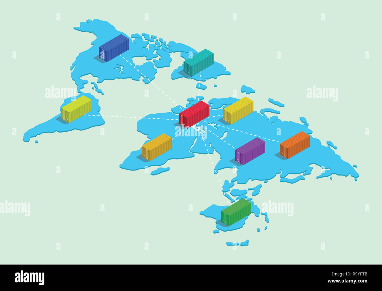 world wide shipping with container network business connected on top of ...