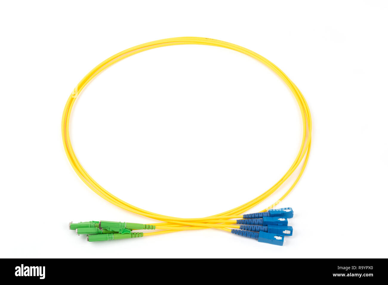 fiber optic single mode hybrid patch cord jumper with blue and green ...