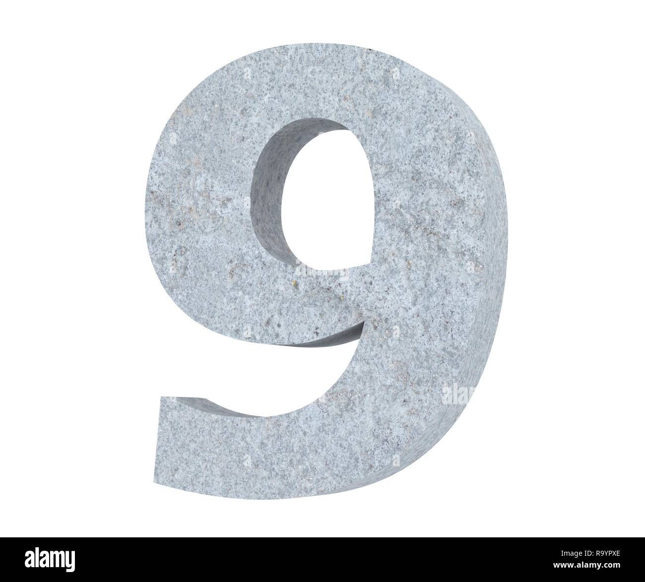 3D rendering concrete number 9 nine. 3D render Illustration Stock Photo ...