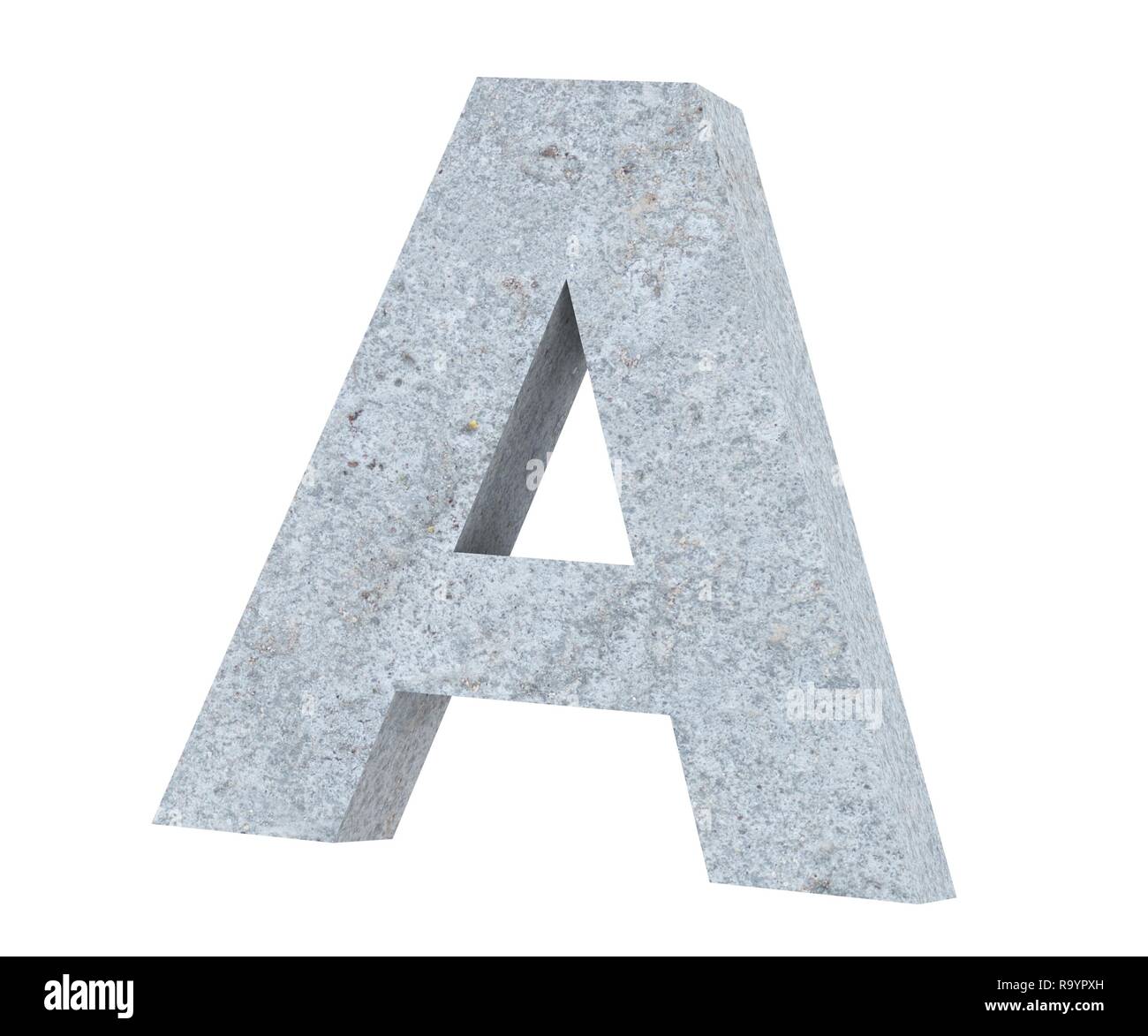 Concrete Capital Letter - A isolated on white background. 3D render ...