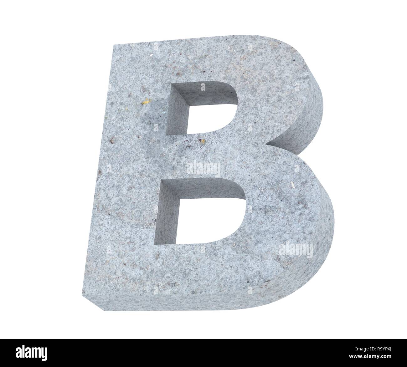 Concrete Capital Letter - B isolated on white background. 3D render ...