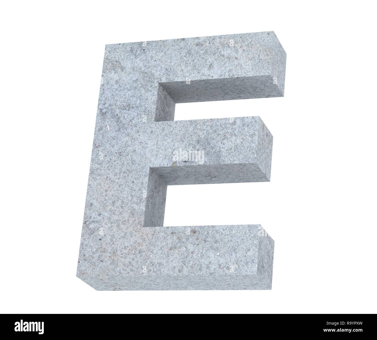 Concrete Capital Letter - E isolated on white background. 3D render ...
