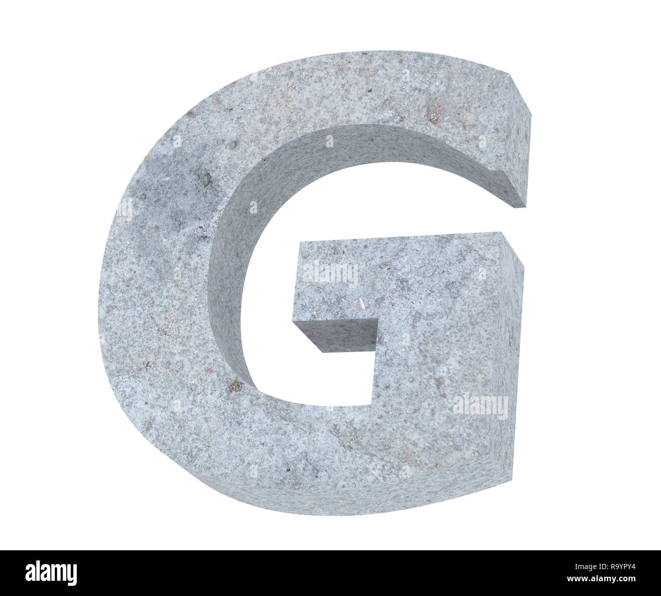 Concrete Capital Letter - G isolated on white background. 3D render ...