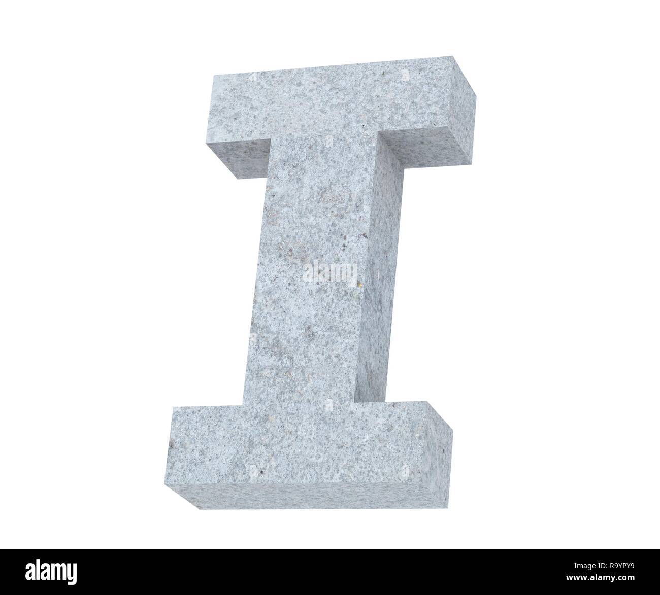 Concrete Capital Letter - I isolated on white background. 3D render ...