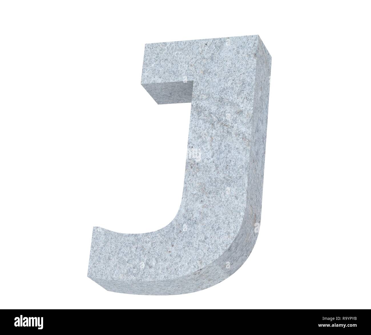 Concrete Capital Letter - J isolated on white background. 3D render ...