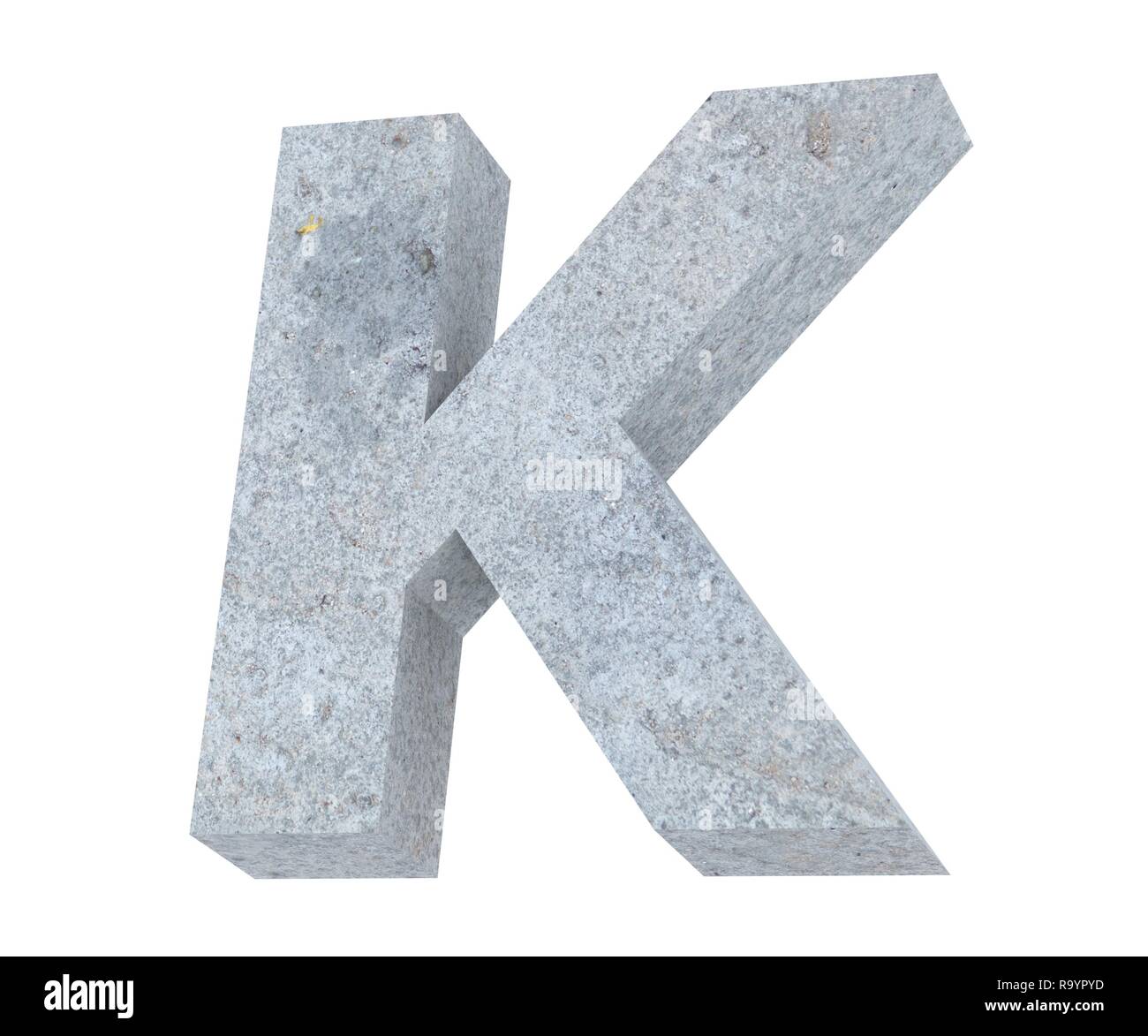Concrete Capital Letter - K isolated on white background. 3D render ...