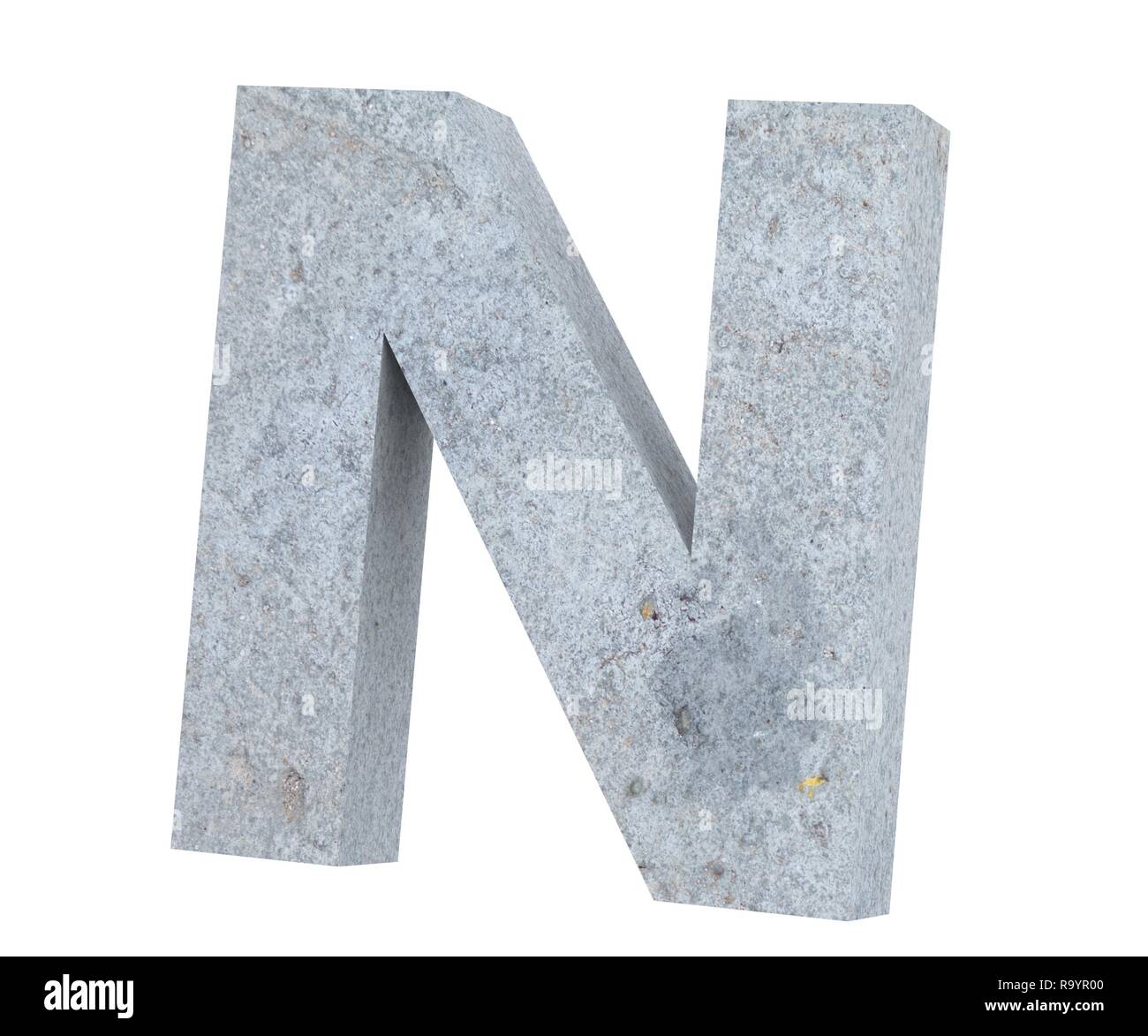 Concrete Capital Letter - N isolated on white background. 3D render ...