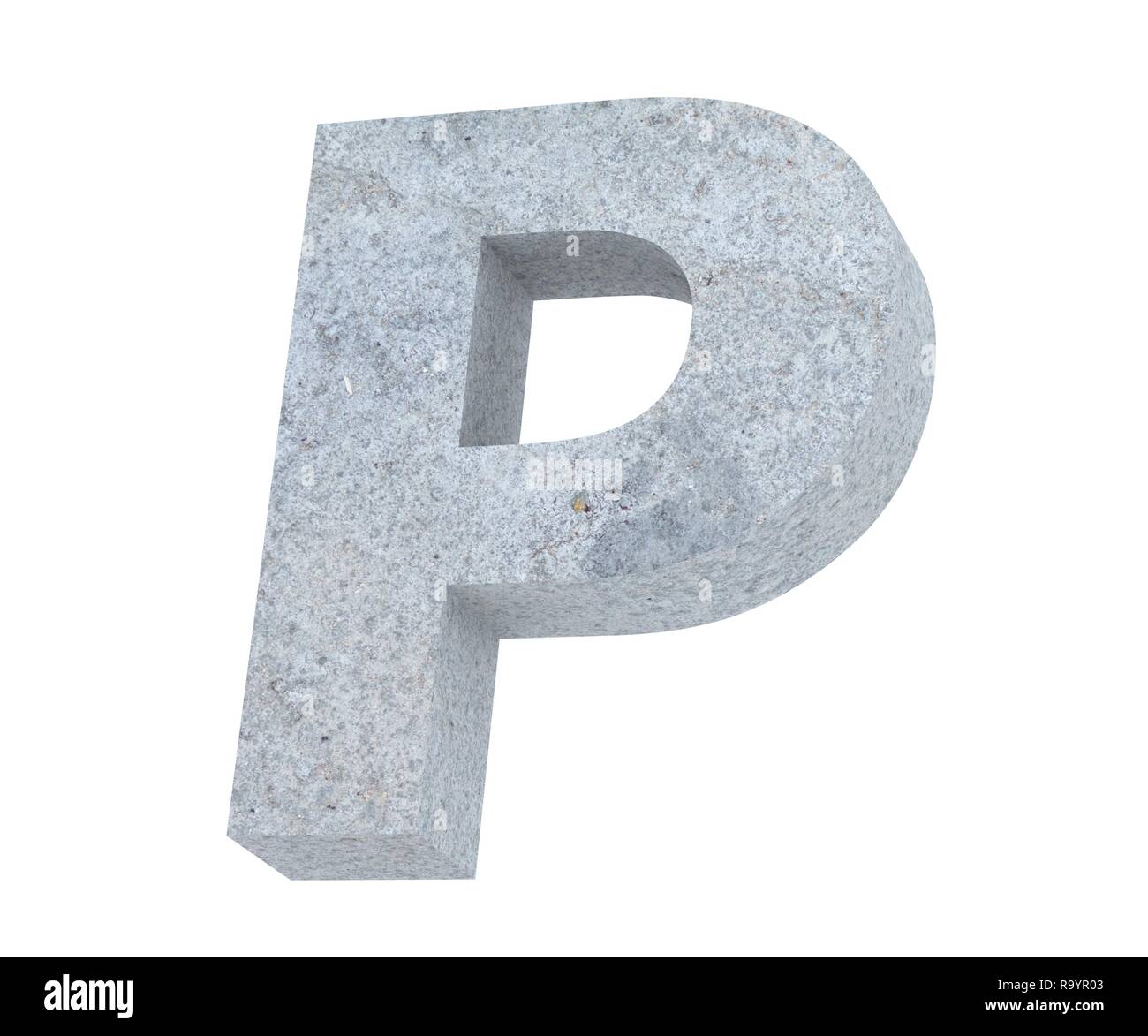 Concrete Capital Letter - P isolated on white background. 3D render ...