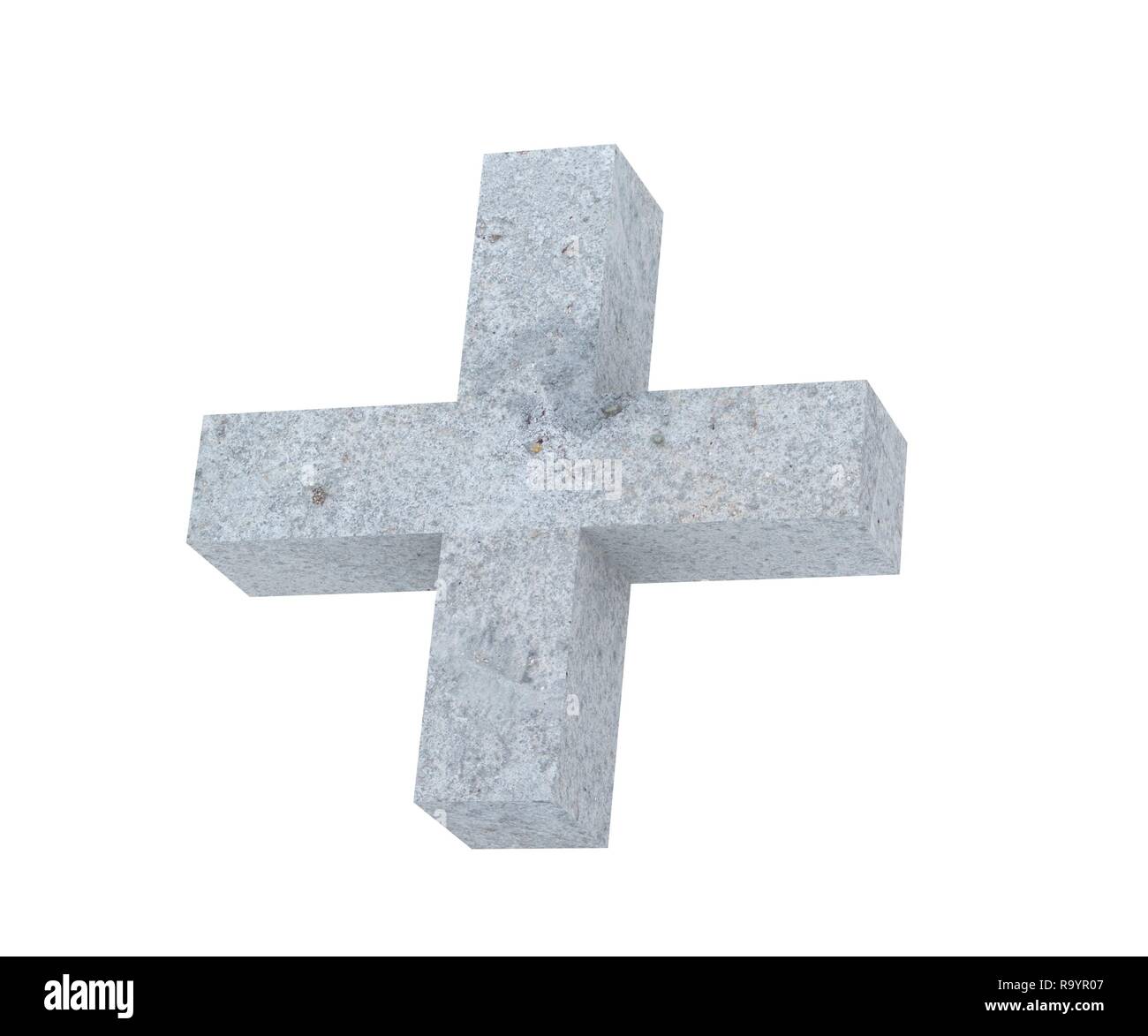 3D rendering concrete symbol - plus. 3D render Illustration Stock Photo ...
