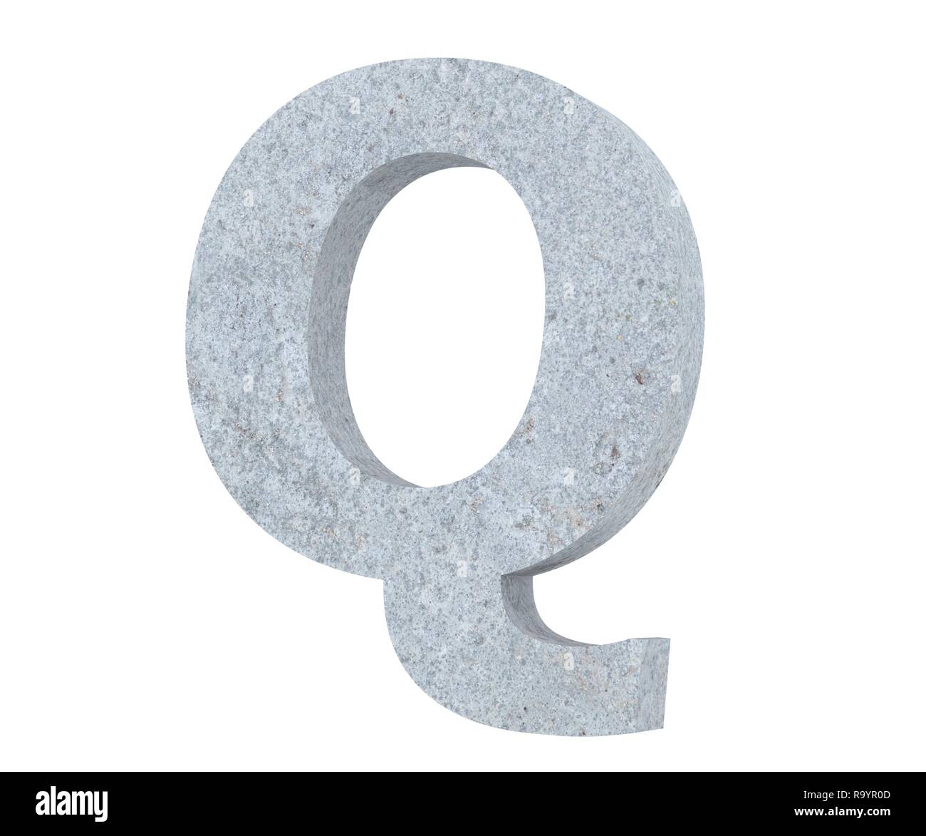 Concrete Capital Letter - Q isolated on white background. 3D render ...