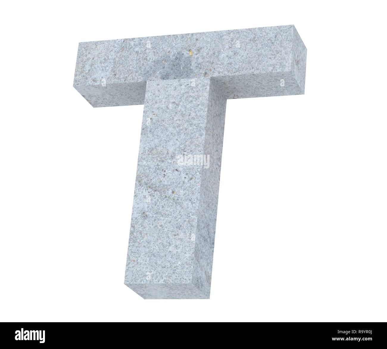 Concrete Capital Letter - T isolated on white background. 3D render ...