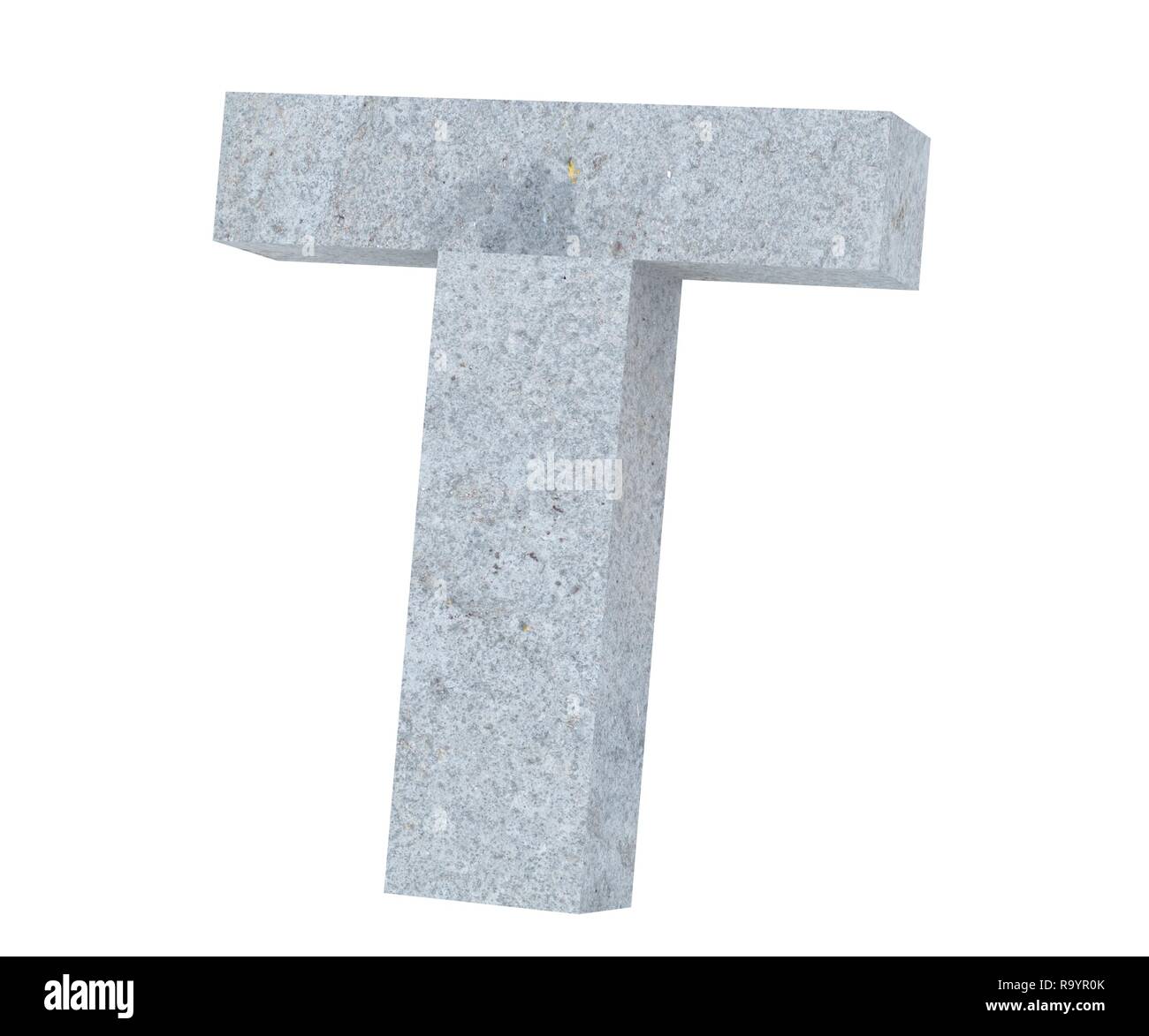 Concrete Capital Letter - T isolated on white background. 3D render ...