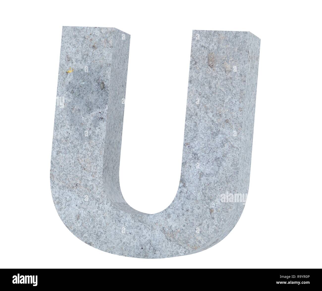 Concrete Capital Letter - U isolated on white background. 3D render ...