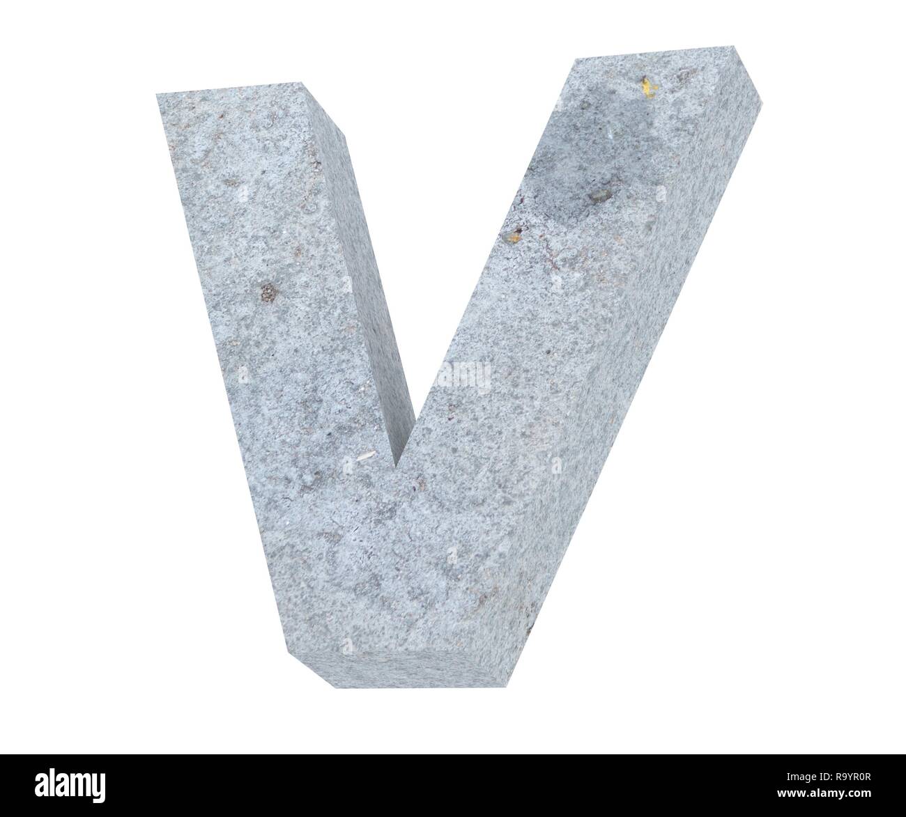 Concrete Capital Letter - V isolated on white background. 3D render ...