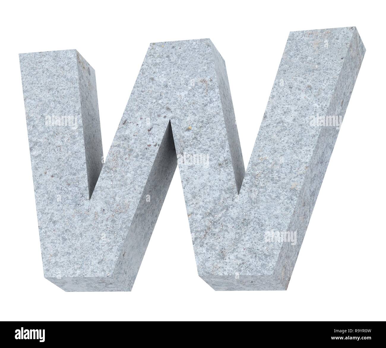 Concrete Capital Letter - W isolated on white background. 3D render ...
