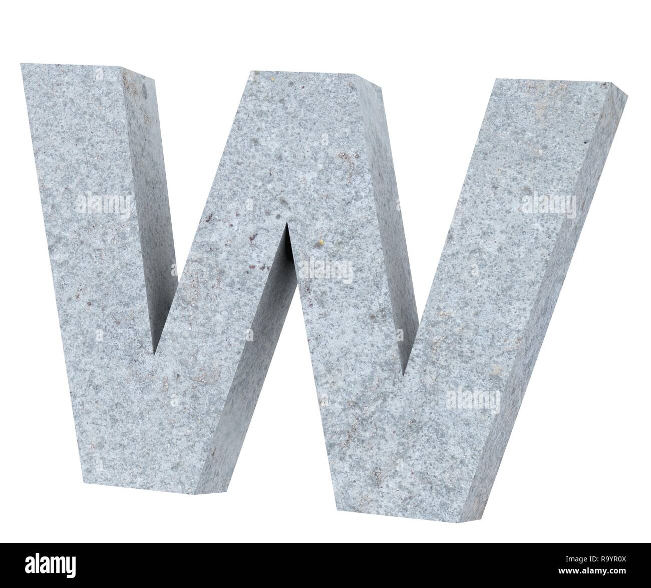 Concrete Capital Letter - W isolated on white background. 3D render ...