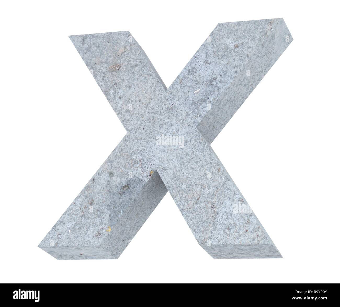 Concrete Capital Letter - X isolated on white background. 3D render ...