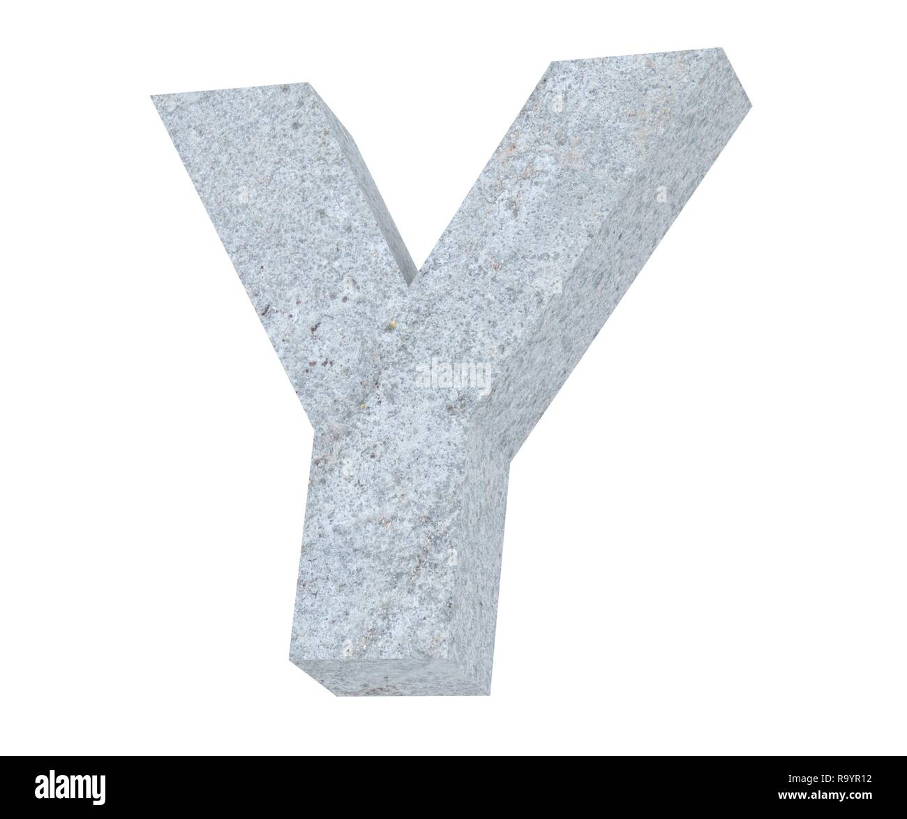 Concrete Capital Letter - Y isolated on white background. 3D render ...
