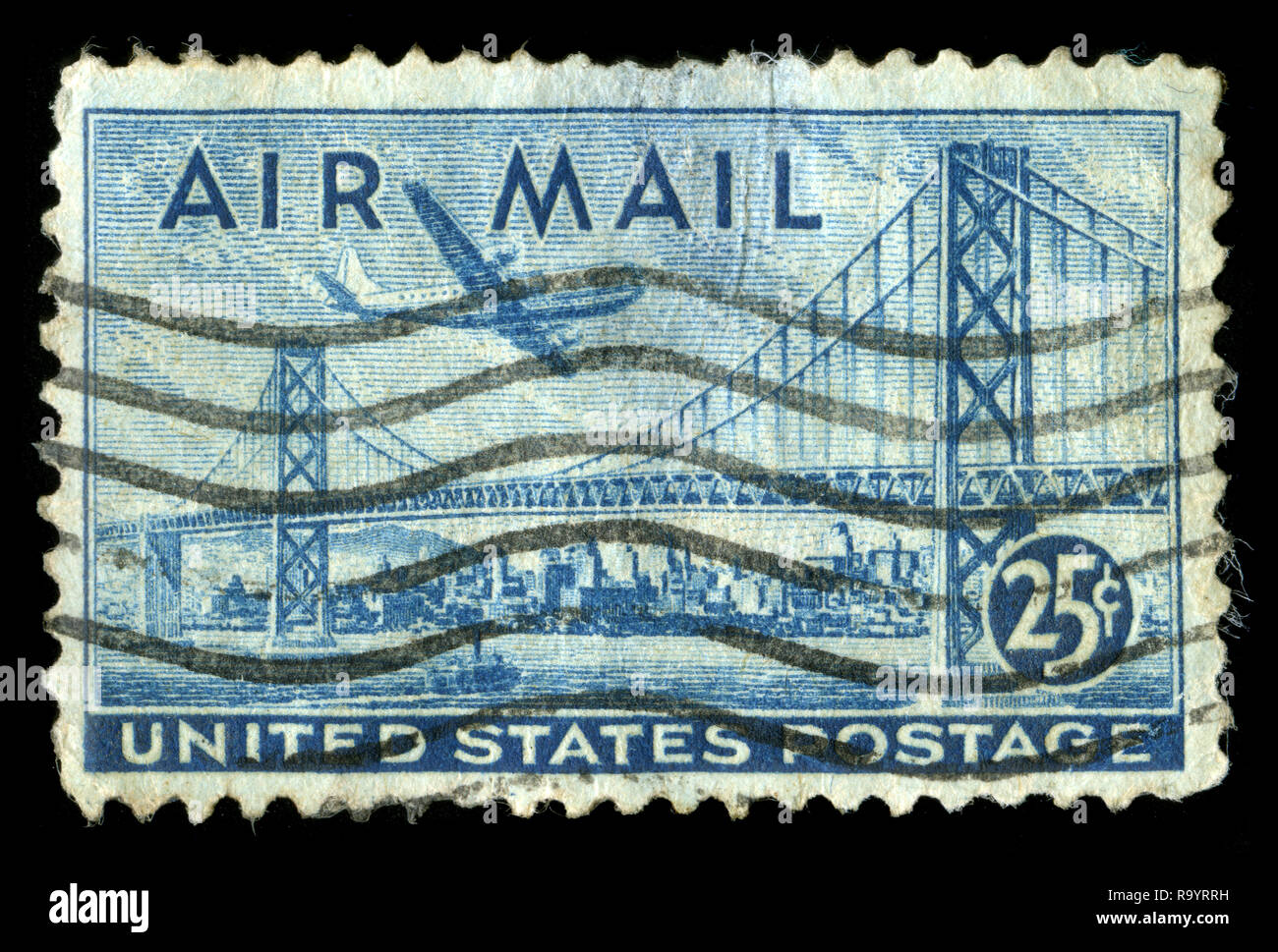 Postmarked stamp from United States of America (USA) in the Airmail ...
