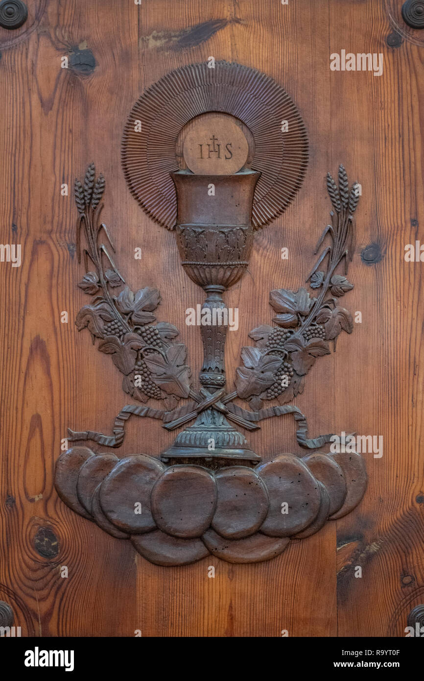 Wooden details of the entrance door, convent of San Francesco Roman ...