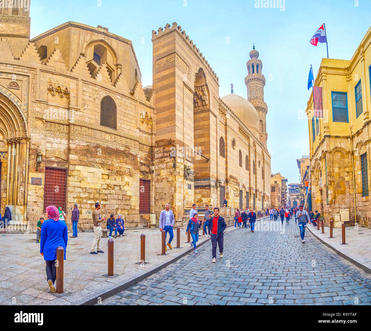 CAIRO, EGYPT - DECEMBER 20, 2017: Historical edifices on Al-Muizz ...