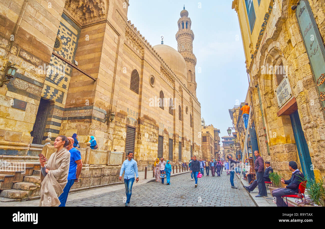 CAIRO, EGYPT - DECEMBER 20, 2017: The Al-Muizz street is the most ...