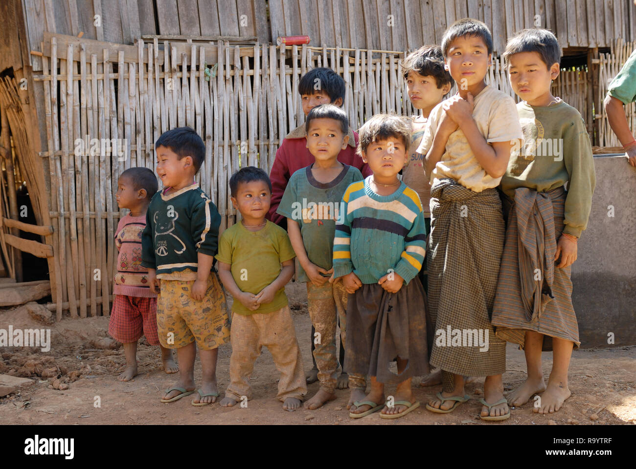 children of Palaung tribe, Kalaw, Southern Shan State, Myanmar Stock ...