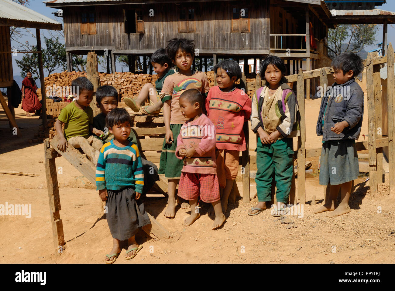 children of Palaung tribe, Kalaw, Southern Shan State, Myanmar Stock ...