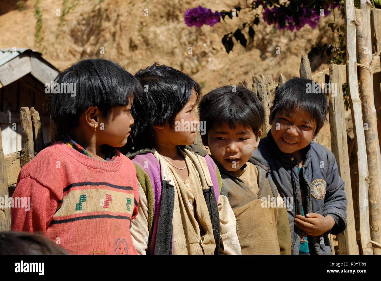 children of Palaung tribe, Kalaw, Southern Shan State, Myanmar Stock ...