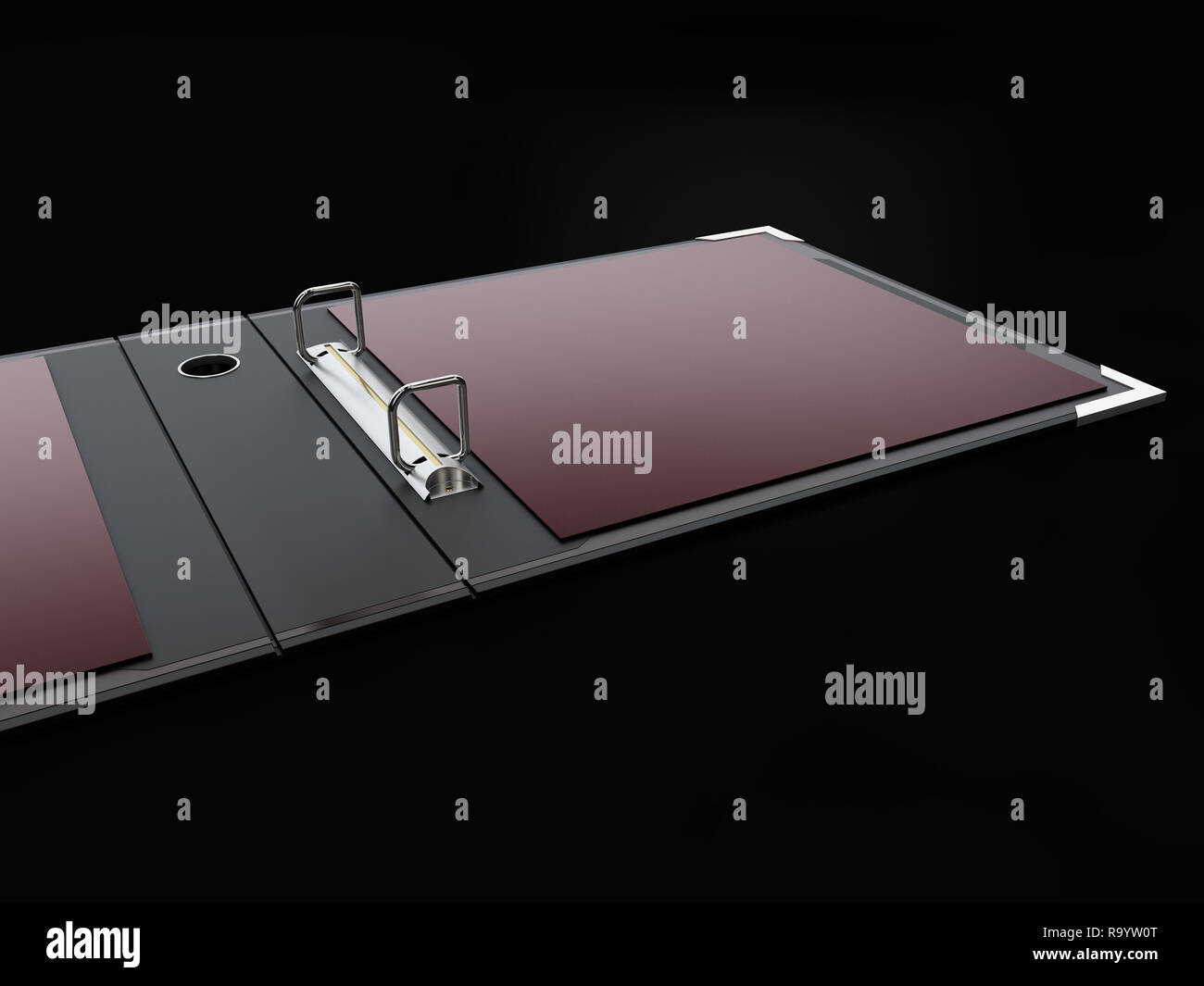 Opened ring binder folder, 3d Illustration. Office cardboard folder ...