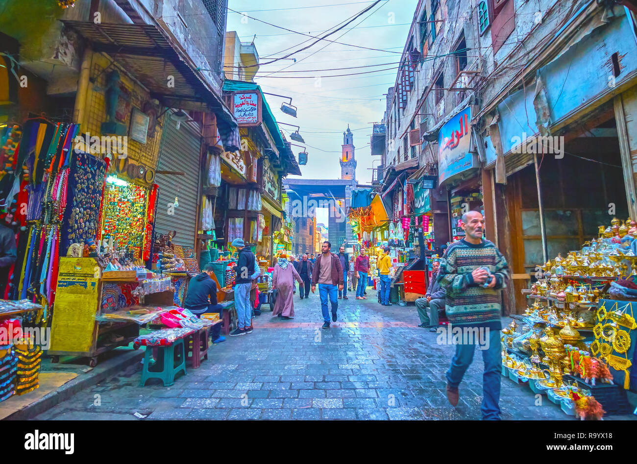 CAIRO, EGYPT - DECEMBER 20, 2017: Khan El-Khalili market is a fine ...