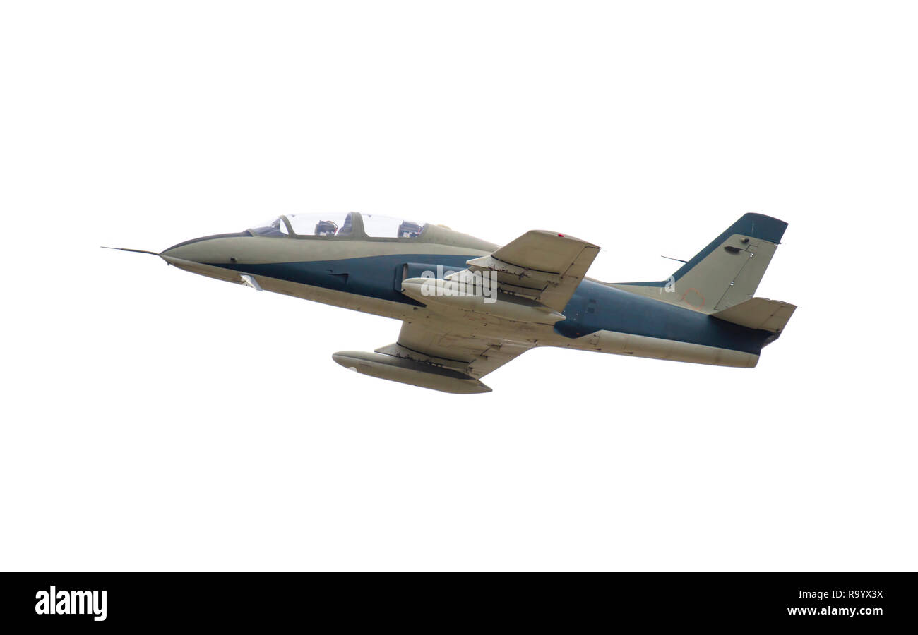 Military jet fight airplane flying, IAR 99 Hawk training isolated Stock ...