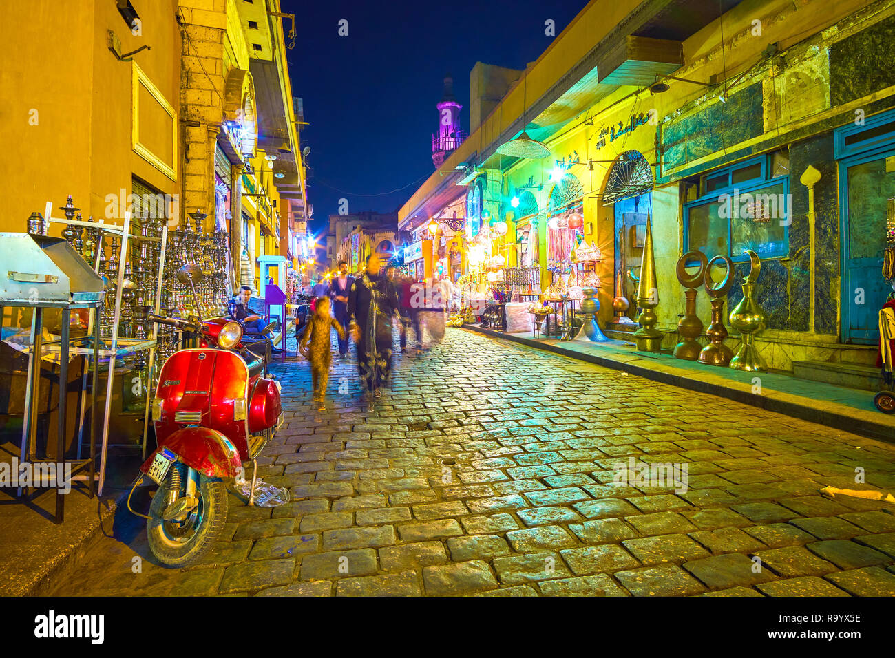 CAIRO, EGYPT - DECEMBER 20, 2017: Locals make the evening promenade ...
