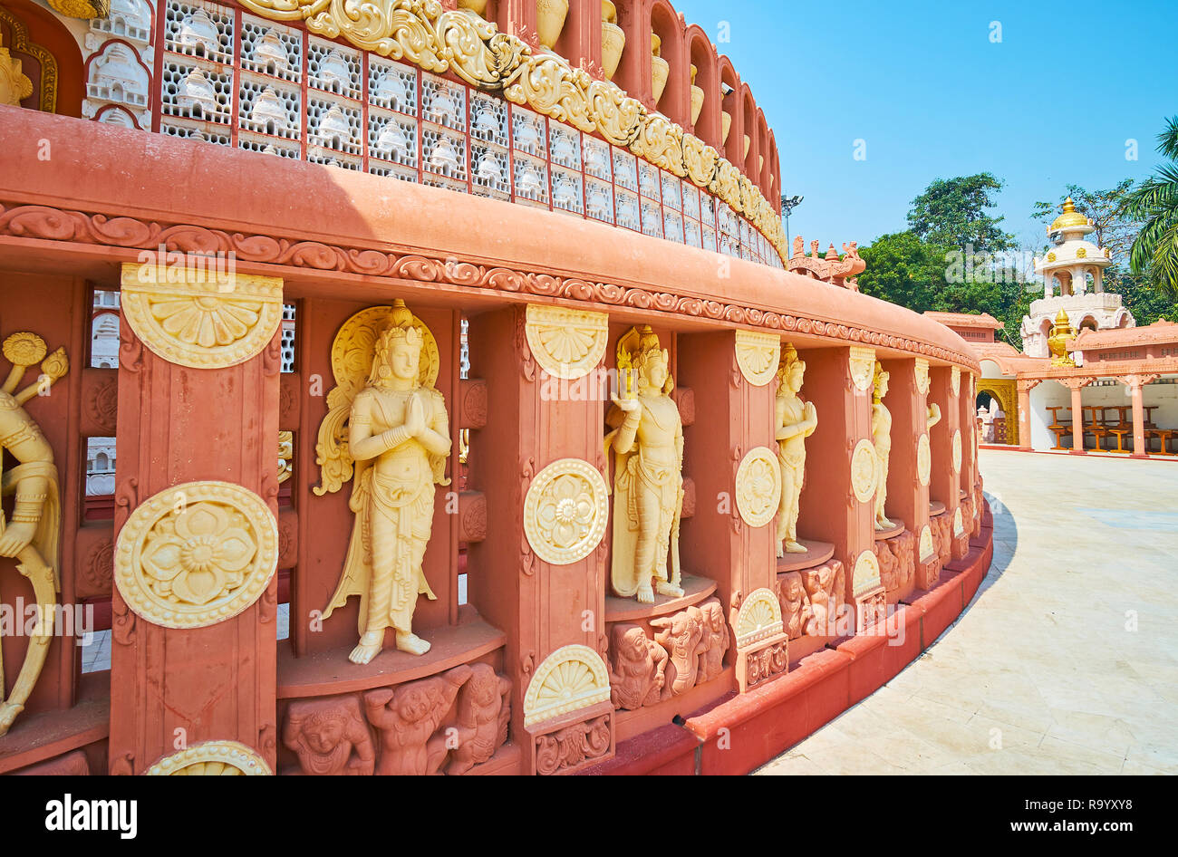 The decorative fence around the stupa of Sitagu International Buddhist ...