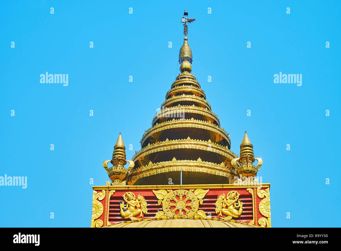 The golden multi-staged hti umbrella of Sitagu International Buddhist ...