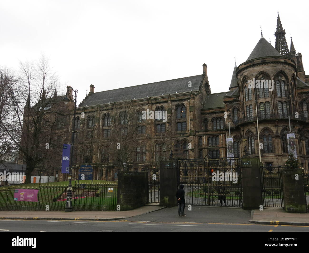 View from University Avenue of the entrance gate and main buildings at ...