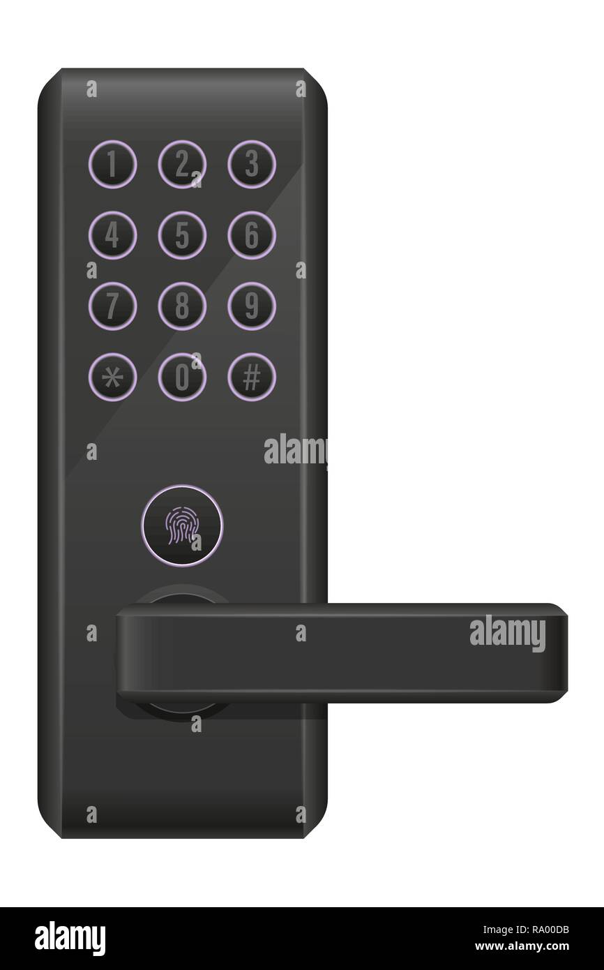 electronic lock with handle knob and electric drive vector illustration ...