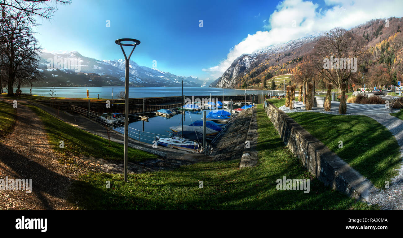 Lake Walen in Winter, Swiss Alps Stock Photo - Alamy