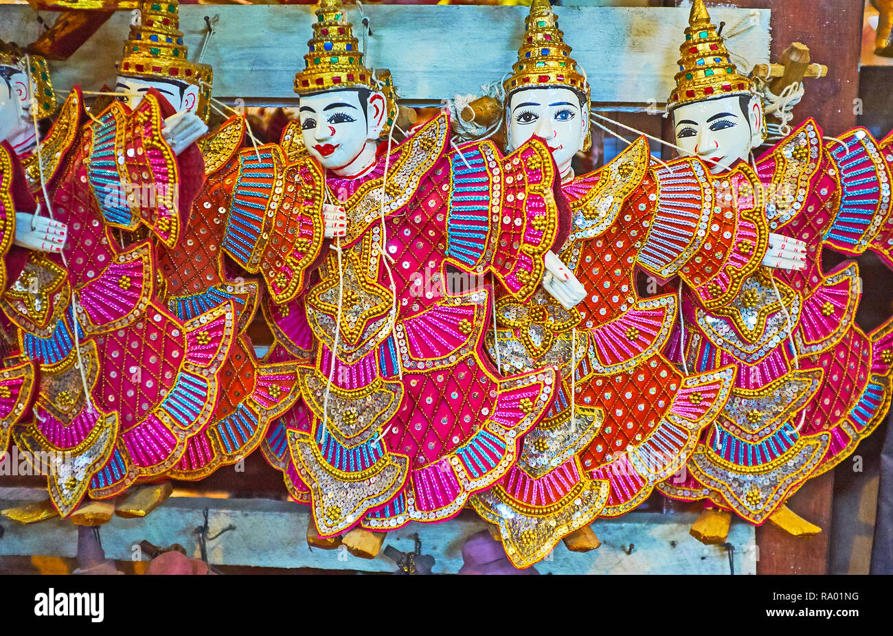 The beautiful Buddhist string puppets of Nats (Spirit deities) in ...