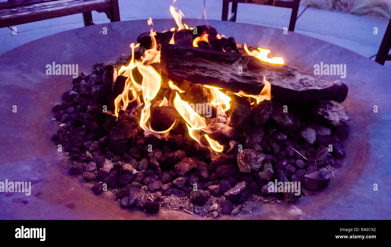 Outdoor fire pit at the Christmas market Stock Photo - Alamy