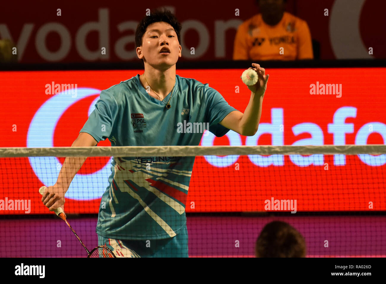 Hyderabad, India. 28th Dec, 2018. Dong Keun Lee of Awadhe Warriors ...