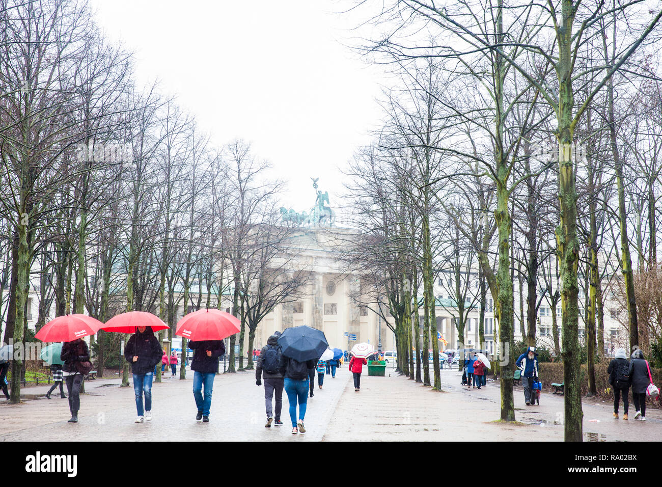 BERLIN, GERMANY - MARCH, 2018: People walking at the Tiergarten park on ...