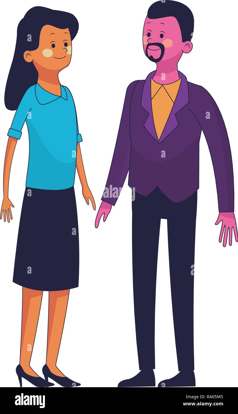 young people couple cartoon vector illustration graphic design Stock ...