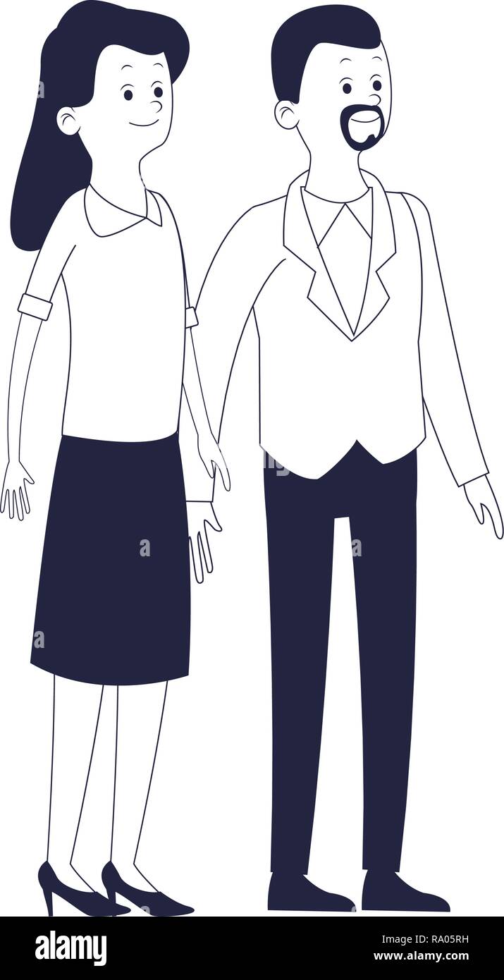 young people couple cartoon vector illustration graphic design Stock ...