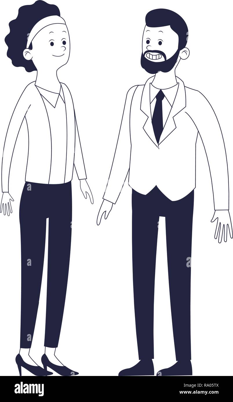 young people couple cartoon vector illustration graphic design Stock ...