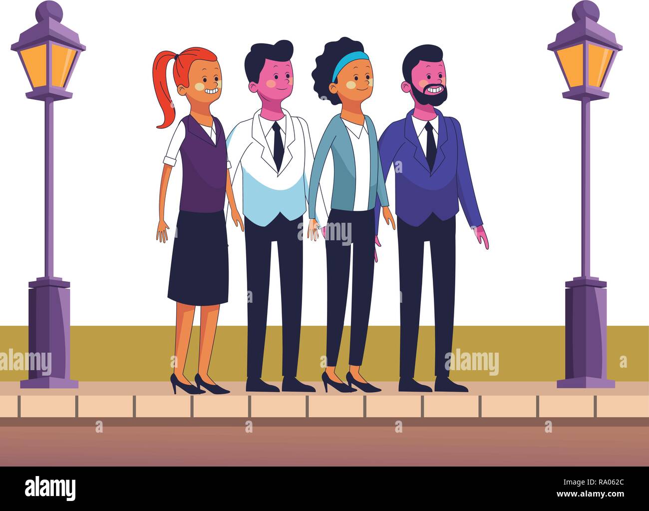 Couple crossing street Stock Vector Images - Alamy