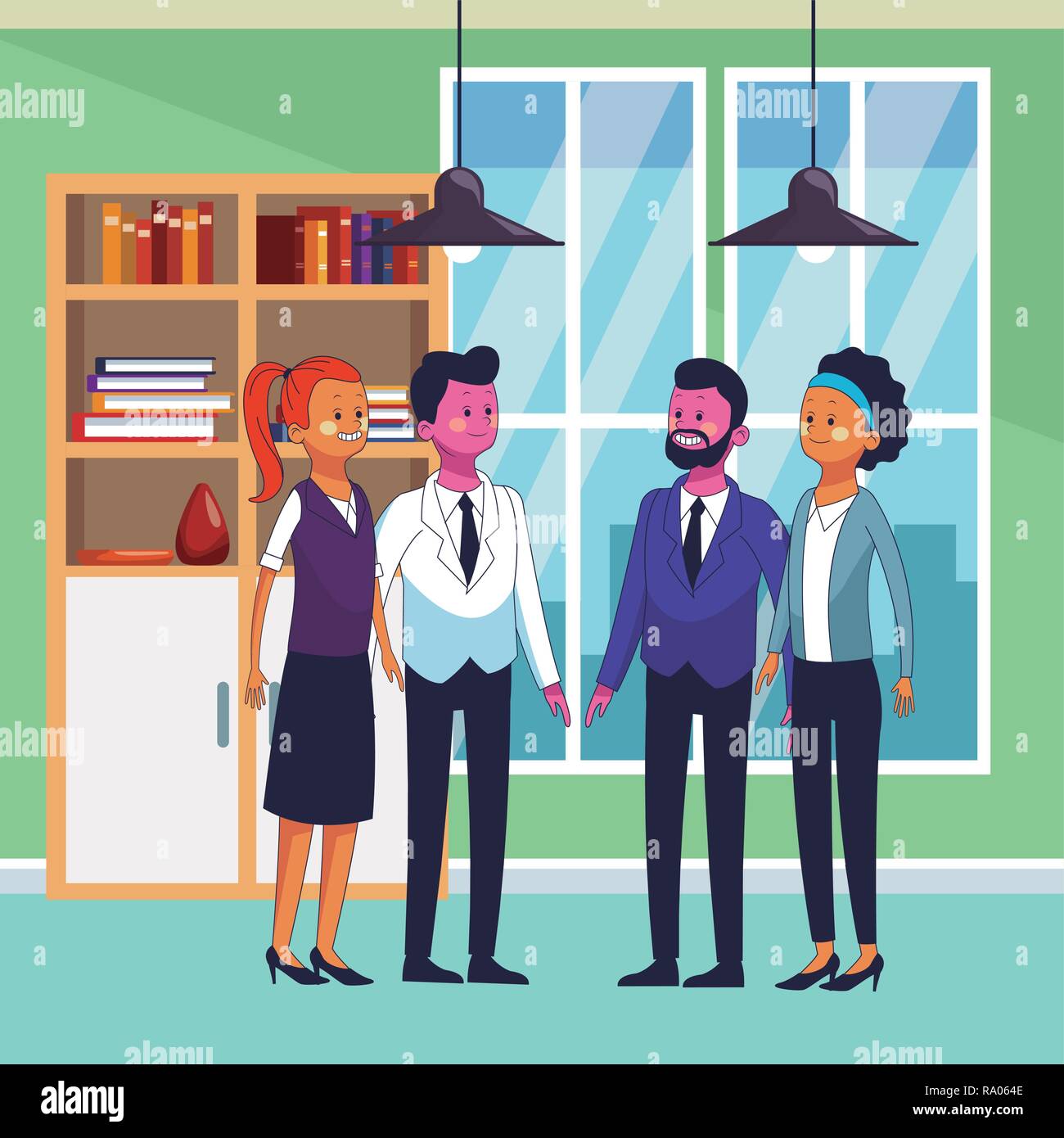 group of friends inside house cartoon vector illustration graphic ...